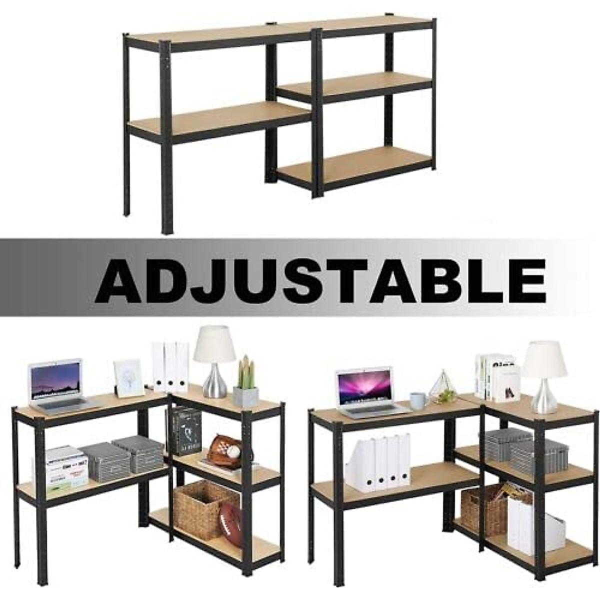 AUTOFU Storage Shelves,5 Tier Adjustable Garage Storage Shelving, 168x75x30cm Heavy Duty Metal Storage Rack Shelf Unit, Multipurpose