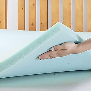 Best Price Mattress 1.5 Inch Ventilated Memory Foam Mattress Topper, Cooling Gel Infusion, CertiPUR-US Certified, Twin XL, Blue