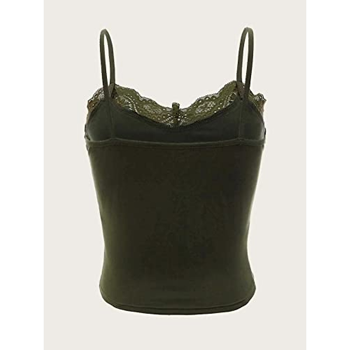 SOLY HUX Women's Y2k Gothic Lace Trim Cami Crop Top Sleeveless Sexy Tank Tops Camisole Clubwear Outfit Solid Green L