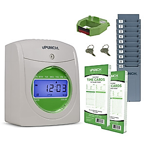 uPunch Starter Time Clock Bundle with 100-Cards, 1 Time Card Rack, 1 Ribbon & 2 Keys (HN1500)