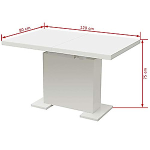 Tidyard Extendable Dining Table High Gloss White