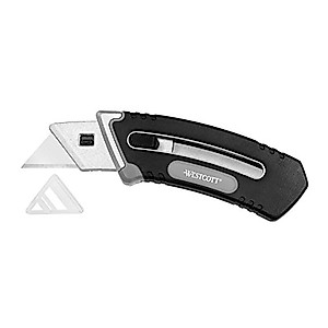 Westcott E-84029 00 Collapsible Utility Knife, Ergonomic Cutter with telescoping Mechanism and automated Blade retraction, Black