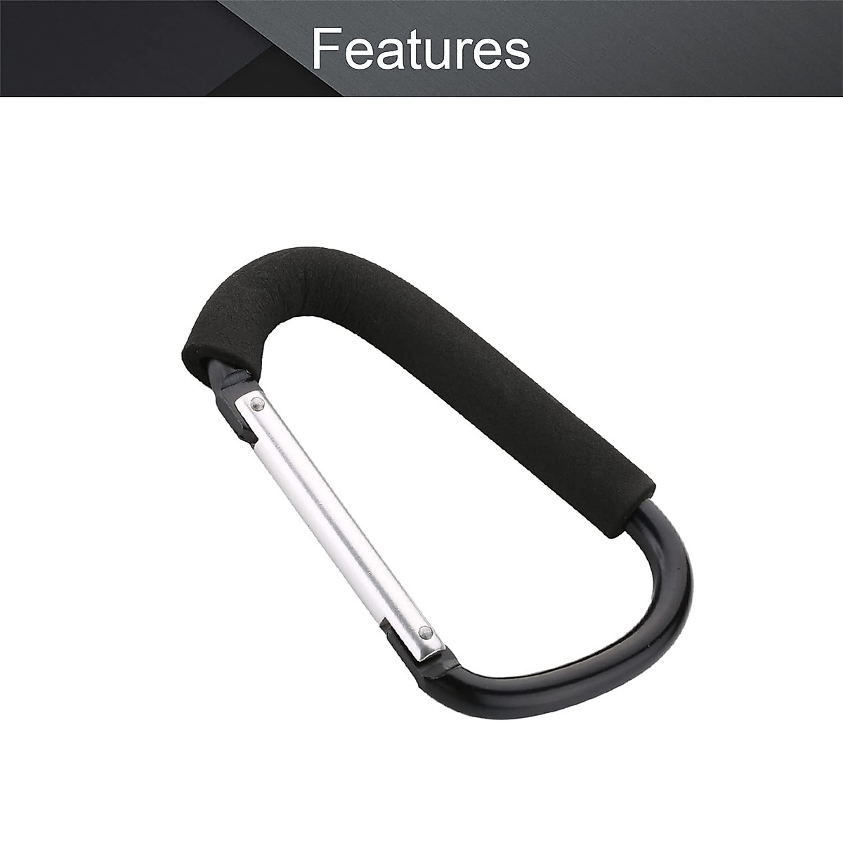 MroMax Pack of 1 Grocery Bag Holder Handle Carrier Tool Grip Your Tote，Handy Stroller Hooks, Multi Purpose Hooks, Pushchair Shopping Bag Hook Carabiner 6.3"*3.94" Maximum Load 6.61 lb (Black)