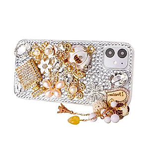 Max-ABC iPhone 11 Bling Glitter Case,Luxury Shiny Diamond Crystal Rhinestone Sparkly Jewelled Gemstone Pumpkin Car 3D Handmade Clear Cover Case for iPhone 11 6.1''