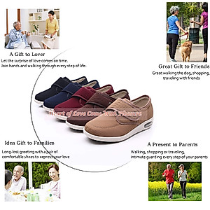 Women's Wide Shoes with Adjustable Strap Lightweight Walking Shoes for Elderly Mother Seniors Swollen Feet Plantar Fasciitis Black