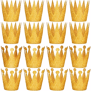3 otters Gold Crown Hats, 18PCS Party Crown Hats Caps for Birthday Wedding Celebration