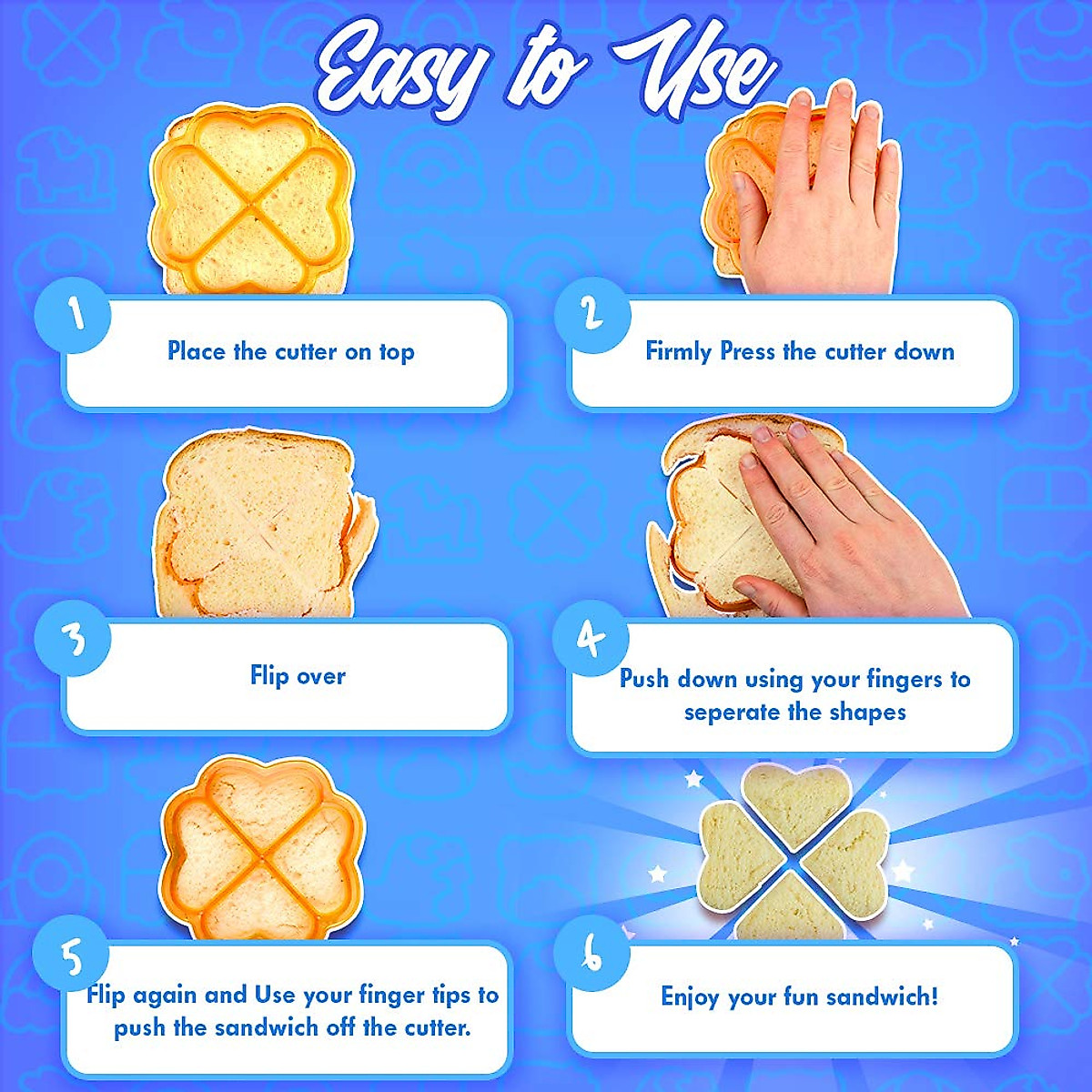 Sandwich Cutters for Kids - Great for Toddler Lunch Box and Containers - Bento Box Accessories and Uncrustable sealer - For Boys and Girls Kids Lunch - Includes Food Picks Vegetable and Fruit Cutter