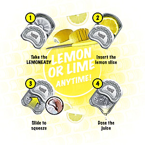 Germany's Favorite - LEMONEASY Lemon Slice Squeezer - Stainless Steel Press - Ergonomic, Effortless, Lime, Orange, and Citrus Fruit Hand Held Lemon Juicer Squeezer - Fewer Seeds, More Juice