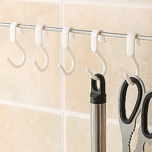 Trycooling Pack of 10 Plastic S Shape Hooks Hanging Clothes Towel Hooks White for Bathroom Kitchen