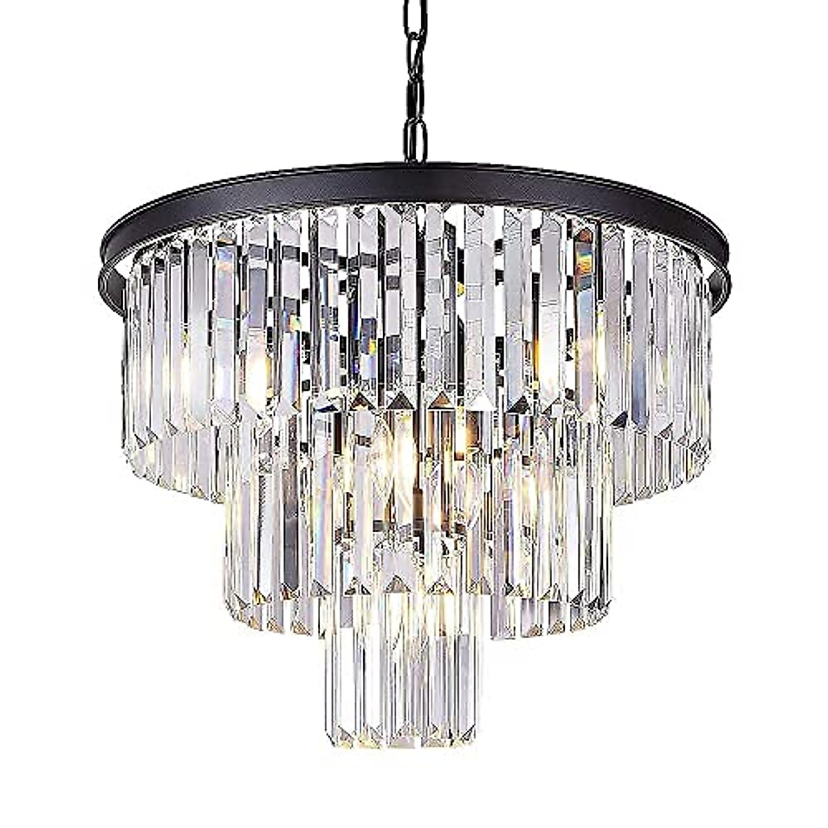 Wellmet Crystal Chandelier, Contemporary Modern Chandeliers Adjustable for Living Room, Dining Room, Pool Table Light, Kitchen Island Lighting