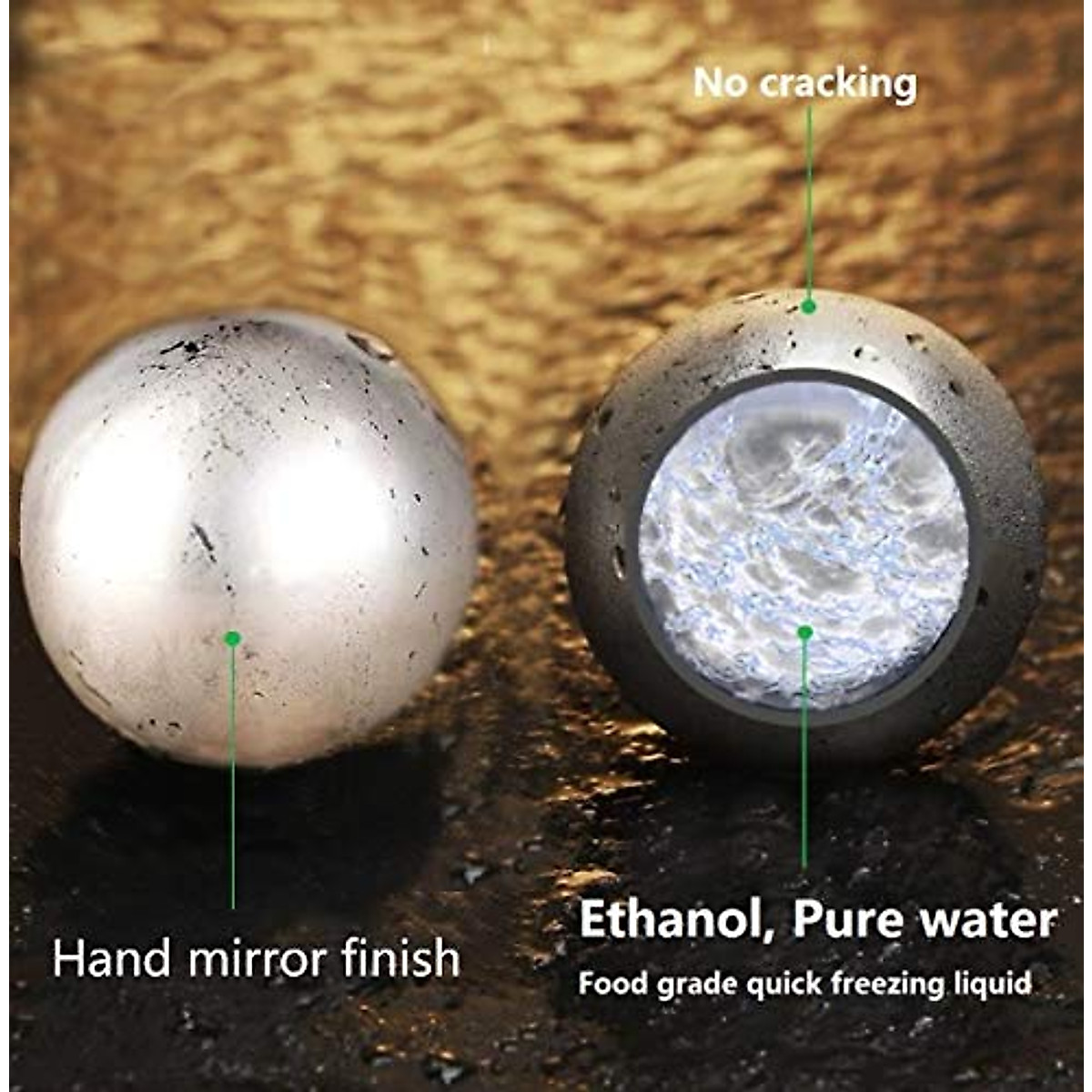 Stainless Steel Whiskey Stones, Beverage chilling Rocks, Reusable stainless steel ice balls with Sphere Ice ball tray. Total set of 7