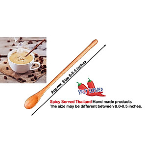 Rose Wood 8.5" Long Handle Coffee Tea Drink Bar Cocktail Stirrer Mixing Wooden Spoons, Set of 6