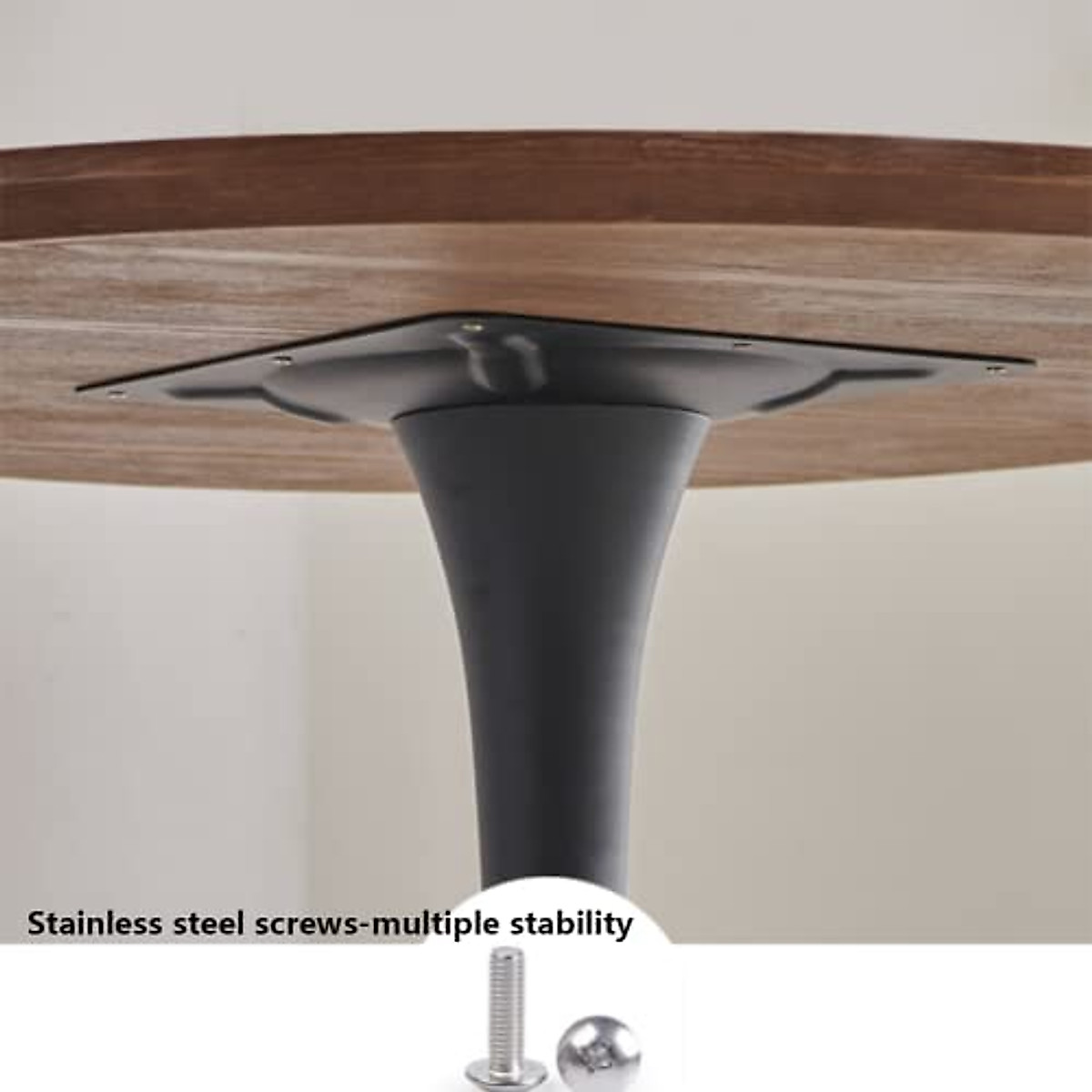 Modern Round Dining Table ，Ash Wood Table ，Top Carbon Steel Metal Base Pedestal Table ，Tulip Table Kitchen Table End Table Leisure Coffee Table
