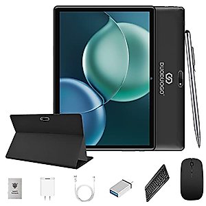 DUODUOGO Tablets 2 in 1, 10.1 inch Android 10 Tablet with Keyboard, 3GB RAM +32GB ROM(128GB Expand) Dual SIM 4G+WiFi, 8000mAh Battery,1280x800 IPS HD Display, 8MP Dual Camera, DGO-G10 (Black)
