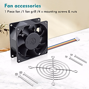 Wathai 80mm x 38mm High Static Pressure Fan 12V 4 Pin Dual Ball PWM 8038 High CFM for PC CPU Cooler GPU Server Computerc Case Cooling