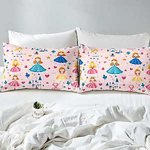 Feelyou Kids Dreamy Princess Duvet Cover King Size, Castle Bedding Set Boys Girls Magic Castle Comforter Cover Cute Cartoon Teens Bedspread Cover Bedroom Decor Quilt Cover (No Comforter)