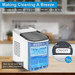 iMounTEK Ice Maker Countertop with Ice Scoop and Basket, Self-Cleaning Max 33LBS Per 24Hrs Countertop Ice Machine, Bullet-Shaped Ice Portable Ice Maker for Home, Kitchen, Office, Party, Bar and RV