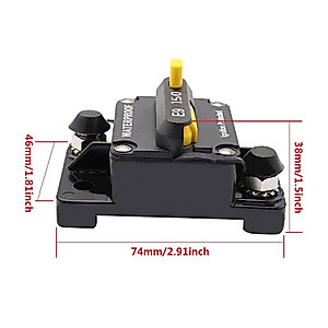 ANJOSHI 150Amp Circuit Breaker 30-300A with Manual Reset Trolling Motor Auto Car Marine Boat Bike Audio Terminal Inline Fuse Inverter for System Current Overload Protection 12V-48V DC Waterproof