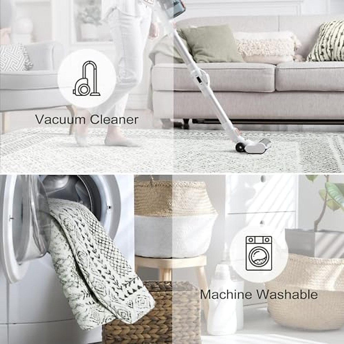 Uphome Moroccan Washable Runner Rug 2x6, Soft Non-Slip Geometric Hallway Rug Runner, Modern Boho Diamond Bathroom Runner, Farmhouse Bohemian Printed Throw Carpet for Kitchen Porch Sofa Bedroom