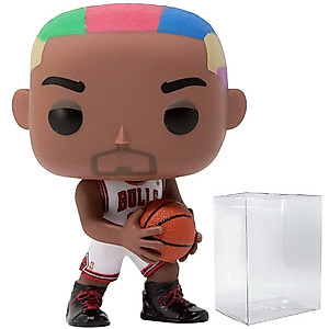 POP NBA: Legends - Dennis Rodman (Bulls Home) Funko Vinyl Figure (Bundled with Compatible Box Protector Case) Multicolored 3.75 inches