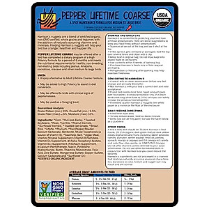 Harrison's Bird Foods Pepper Lifetime Coarse 5lb Certified Organic Formula