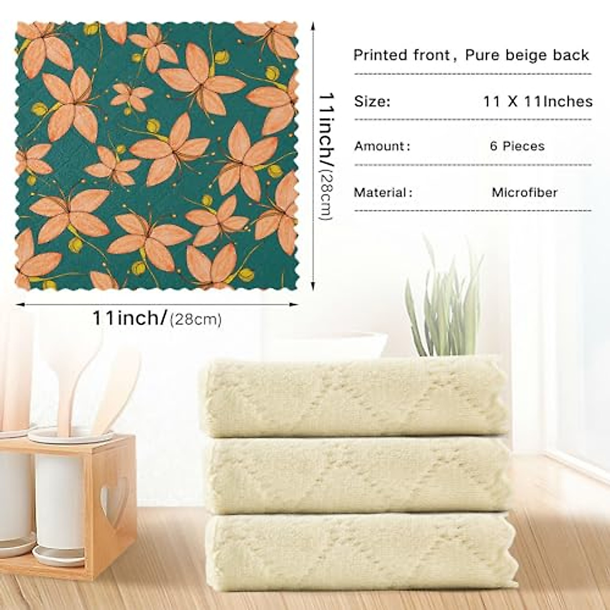 FRODOTGV Creative Pattern Flowers Ethnic Style Kitchen Accessories for Cooking New Home Tea Towel Kitchen Terry Dish Cloth Farmhouse Kitchen Hand Towels