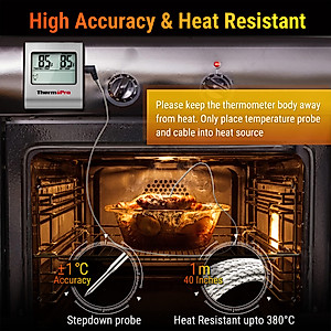 ThermoPro TP-16 Large LCD Digital Cooking Food Meat Smoker Oven Kitche+ ThermoPro TP420 Two-in-One Infrared Thermometer with Meat Probe, Instant Read Digital Meat Thermometer for Cooking