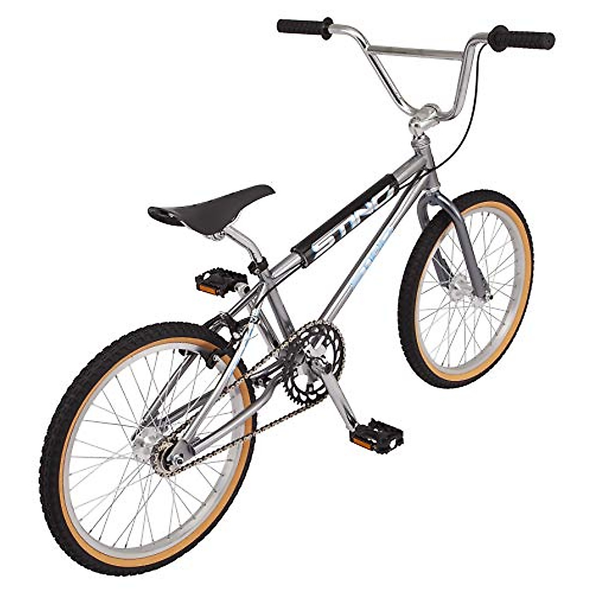 ﻿Schwinn Sting Pro Retro BMX for Youth/Adult, Throwback 1989 Design, Single-Speed Drivetrain, Hi-Ten Steel Frame, Aluminum Rims, Tubular Crankset, 20-Inch Wheels, Grey
