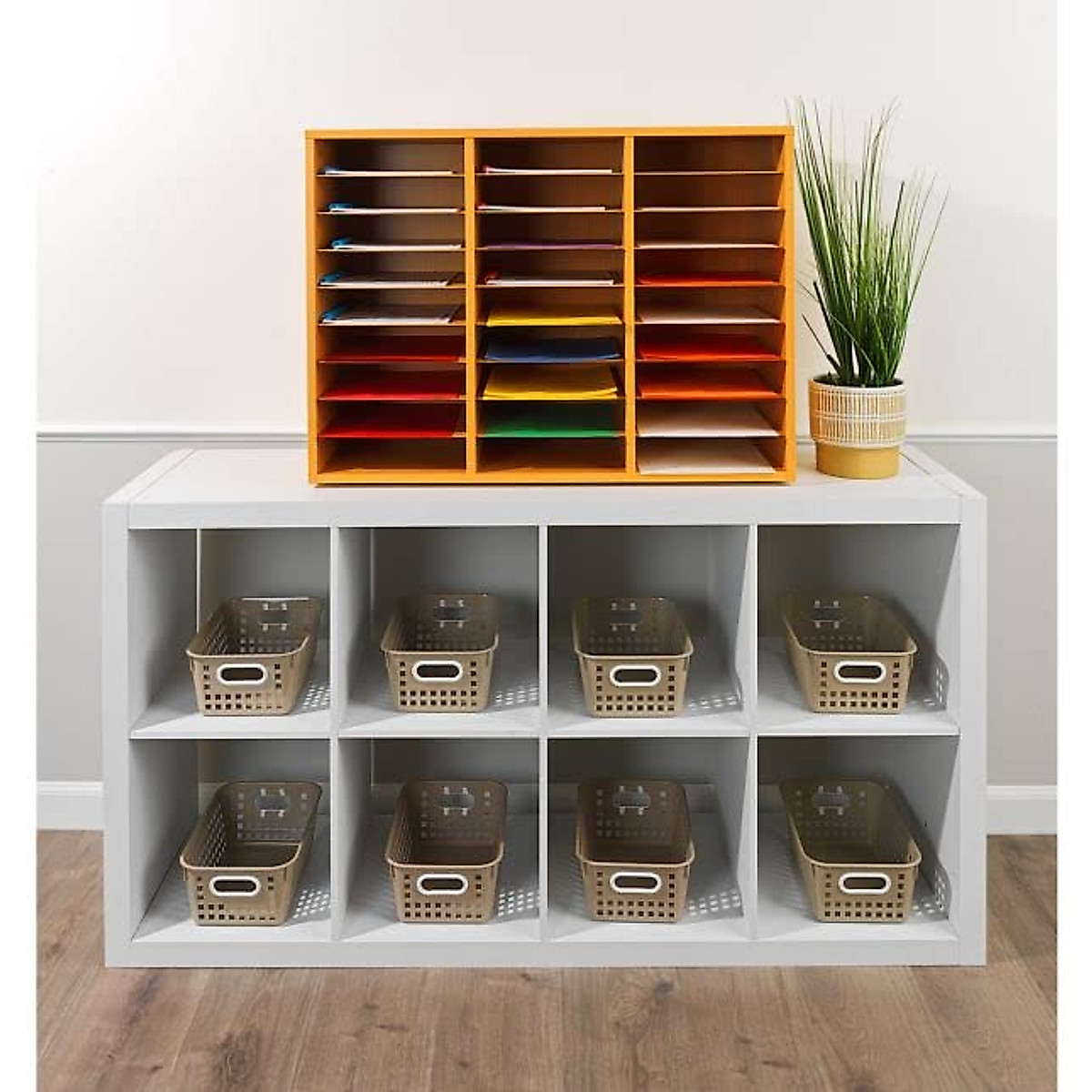 Really Good Classroom Oak Mail Center - 27 Slots - Revised