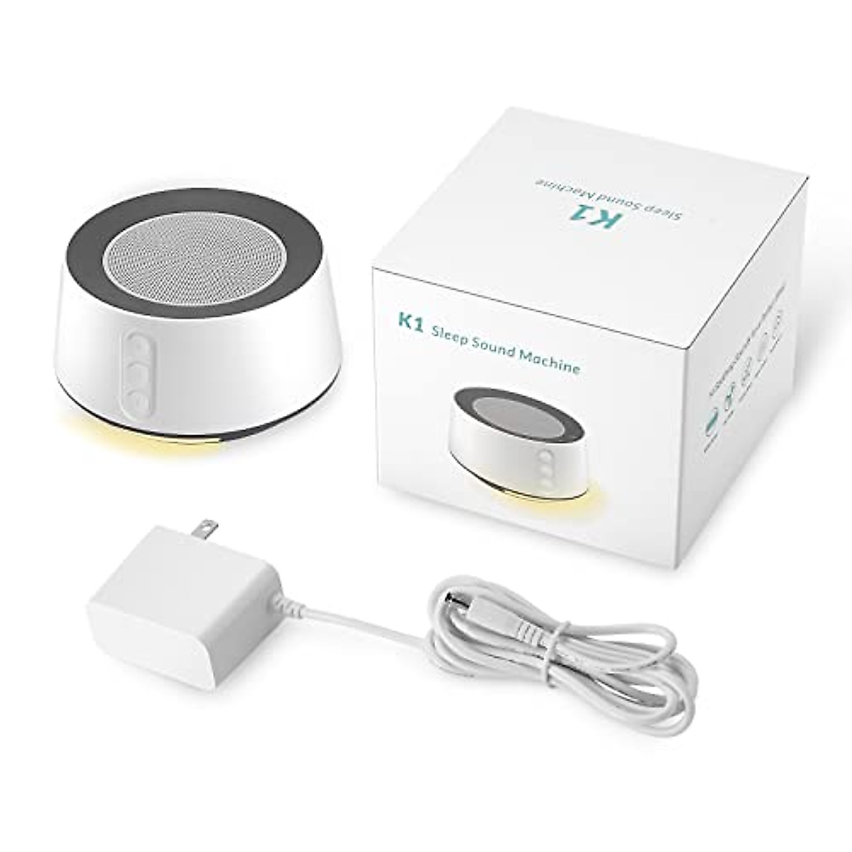 White Noise Machine with 14 High Fidelity Soundtracks, 10 Level Night Lights, Full Touch Metal Grille and Buttons, Timer and Memory Features, Plug in, Lullaby Machine for Baby, Adults