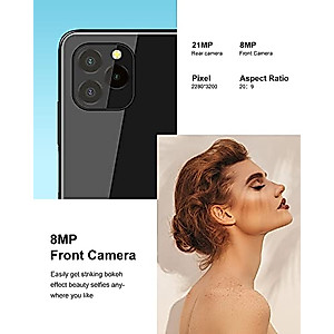 Unlocked Cell Phone, 6.8" HD Screen, Full Glass Appearance Design, Android 11 Unlocked Smartphone 6GB+128GB/ 256GB Expandable 48MP Camera 6500mAH Battery 4G Dual Analog Face/Fingerprint ID OTG