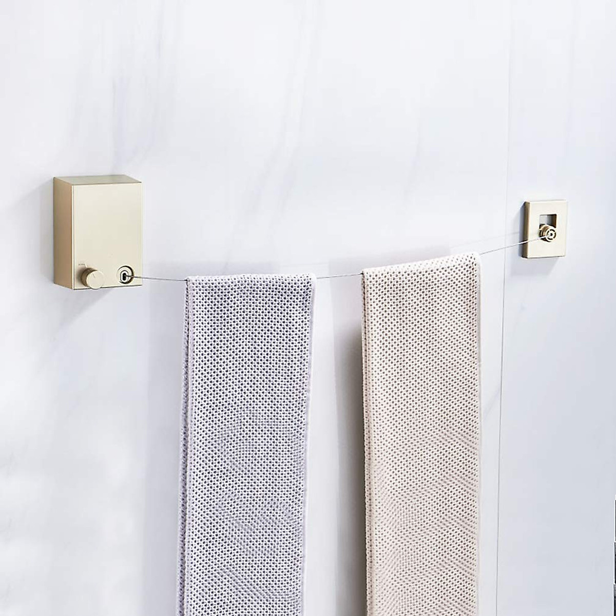 JOOM Retractable Clothesline Indoor Clothes Lines retracting | Heavy Duty for Drying Laundry line Outdoor|Wall Mounted Stainless Steel 13.8Feet (One line,Gold)