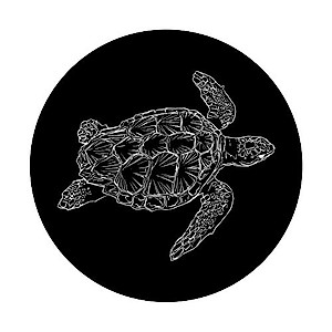 White Turtle on Black Background PopSockets PopGrip: Swappable Grip for Phones & Tablets