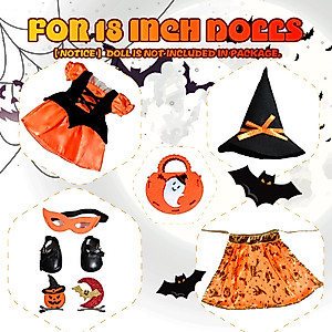 WONDOLL Halloween-Doll-Clothes Outfits Pumpkin with Lantern for 18-inch-Dolls - American Doll Halloween Costumes Gifts for Little Girls -Yellow
