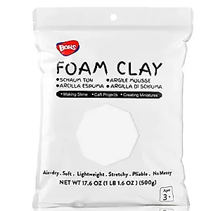 BOHS White Squishy Slime and Modeling Foam Clay, Soft Air Dry, for School Arts & Crafts Project ,1.1 Pound/ 500 Grams