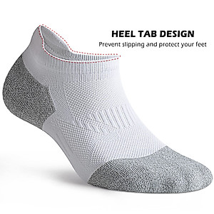 Gonii Compression Athletic Ankle Socks Women Running Cushioned Low No show Socks 5 Pairs (White)