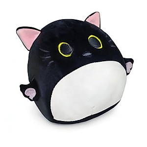 HENXING 8 inch Black Cat Plush Toy, Soft Black Cat Pillow, Halloween Black Cat Stuffed Animal Plushie Doll, Cat Shape Design Home Sofa Decoration Doll, Birthday for Kids