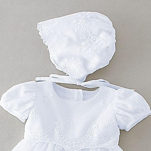 Bow Dream Baby Girls Christening Baptism Dress Formal Party Special Occasion Dresses for Toddler 4Pcs White 12-18 Months
