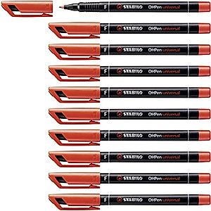 STABILO Overhead Pen OHPen universal - Permanent Fine - Pack of 10 - red