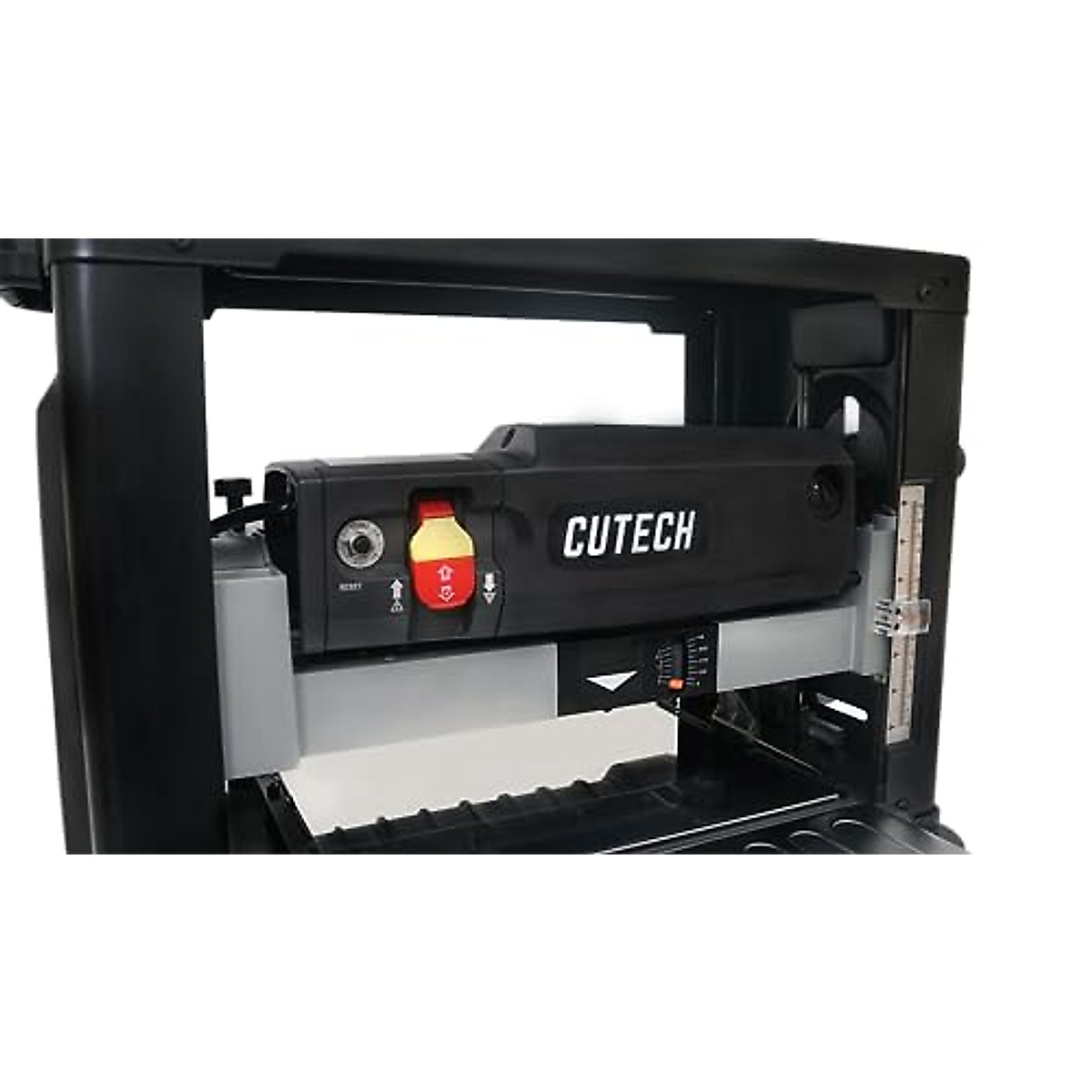 Cutech 40600H 13-Inch Spiral Cutterhead Benchtop Planer with 26 Tungsten Carbide Inserts, Single Speed Feed Rate, Snipe Minimizer, and Board Return Rollers