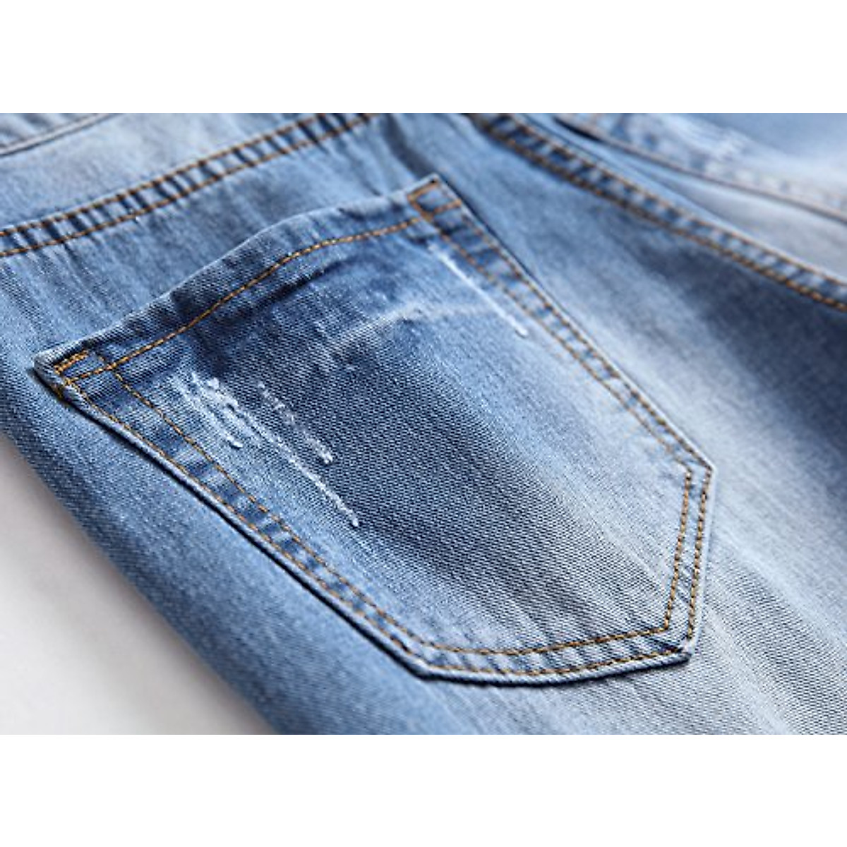 Enrica Men's Ripped Distressed Destroyed Straight Fit Washed Denim Jeans(405 Blue, 44)