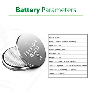LiCB 5 Pack CR2430 Batteries 3V High Capacity and Long-Lasting CR 2430 Superior Safety Battery