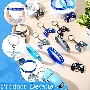 Jexine 36 Pcs Video Game Party Favors Include 12 Gamer Drawstring Bags 12 Gamer Bracelets Wristbands and 12 Video Game Controller Keychain Decorations for Video Game Birthday Party Supplies