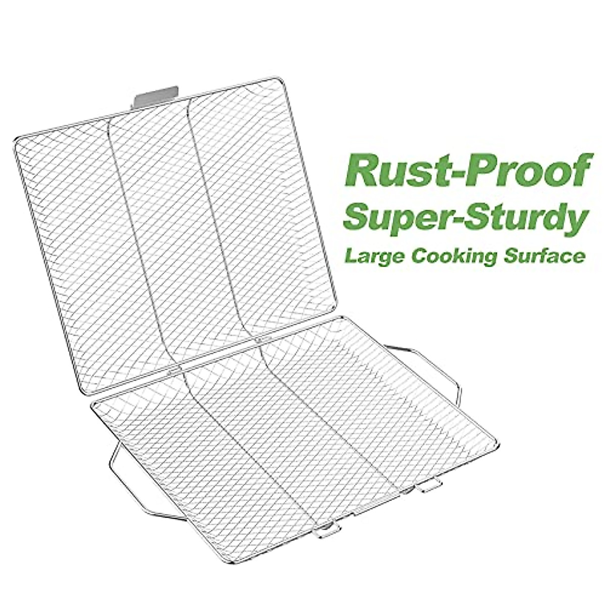 Skyflame Portable Grill Basket, Rustproof Stainless Steel Barbecue Grilling Basket for Most Outdoor Grilling Vegetables Fishes Shrimp Steak Meat Chops Kabob