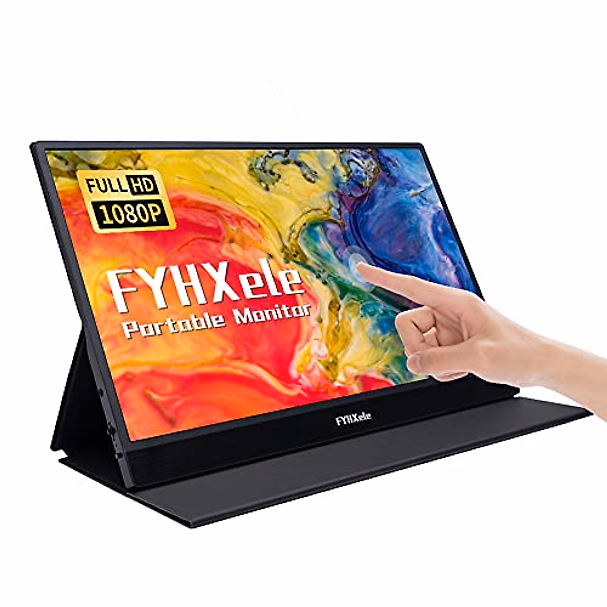 FYHXele 15" Portable Monitor Touchscreen, Portable LED Screen Extender, FHD 1080P IPS Travel Monitor, Mini-HDMI, USB C Portable Touchscreen Monitor for Laptop PC Phone, Eye Care, Touch Not for Mac OS