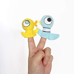 YOTTOY Mo Willems Collection | The Pigeon & Duckling Set of 2 Finger Puppets in Package