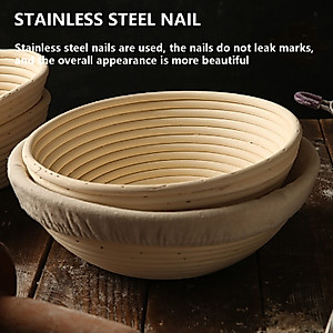 JKARY Wood Pulp Bamboo Bread Proofing Basket Set of 2 9 Inch Round Bread Fermentation Basket Bulk Baking Supplies Sourdough Bowl Baguette Tray for Bread Dough Sourdough Couche Pizza Dough with Cover