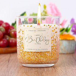 Birthday Gifts for Women-11oz Vanilla Scented Candle with Golden Glitter, Unique Birthday Gifts for Friends, Bestie, Mom, Sister, Coworker Happy Birthday Candle