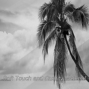 Ocean Palm Trees Kitchen Curtain, White Gold Beach Rod Pocket Valances for Kitchen/Living Room, 42 x 18 in, Blue