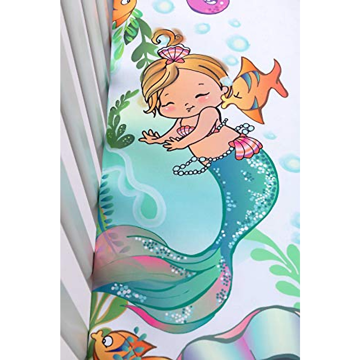 Baby Titi - Fitted Crib Sheet, Mermaids Under The Sea, Soft Microfiber, Crib Sheets for Girls, African American, Asian, Latina Mattress Sheets for Crib and Toddler Beds (Mermaid)…